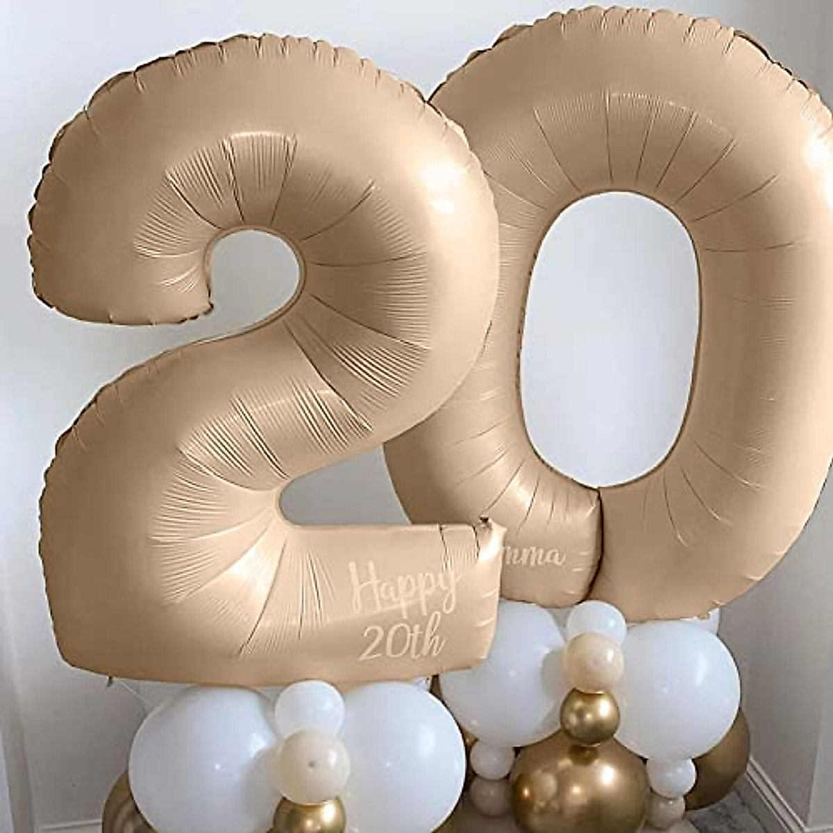 40" Neutral Number 2 Balloon for Boys Girls, Large Self Inflating Nude Helium Foil Number Balloons Set 0-9 for Women Men 2nd Birthday Graduation Anniversary Wedding Party Decorations Supplies