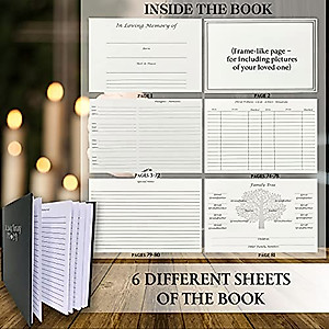 Funeral Guest Book | Memorial Guest Book | Black Guest Book for Funeral Hardcover | Guestbook for Sign In, Condolence | In Loving Memory in Silver Foil | Silver Pen and Memory Table Card Sign Included