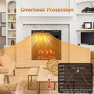 Tangkula 22.5 Inch Electric Fireplace, 5100 BTU Freestanding Electric Fireplace Heater with Remote Control, Adjustable Flame Brightness, Overheat Protection for Home, Hotel, ETL Certification