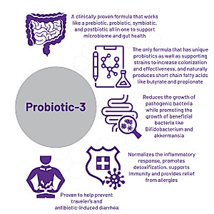 AOR, Probiotic 3, Digestive Aid for a Healthy Gastrointestinal Tract, Gut Flora and Immune Response, Dietary Supplement, 45 Servings (90 Capsules)