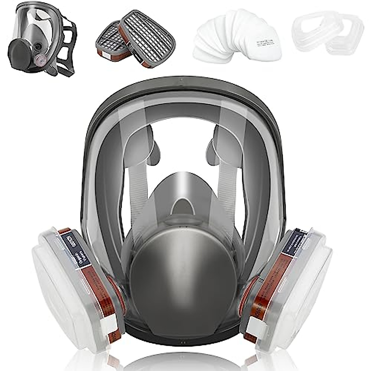 Full Face Respirator Mask, Reusable Full Face Cover, Wide Field of View & Eye Protection Gas Cover, Anti-fog Organic Vapor Mark for Painting, Welding, Polishing, Woodworking, Sanding, Car Spraying