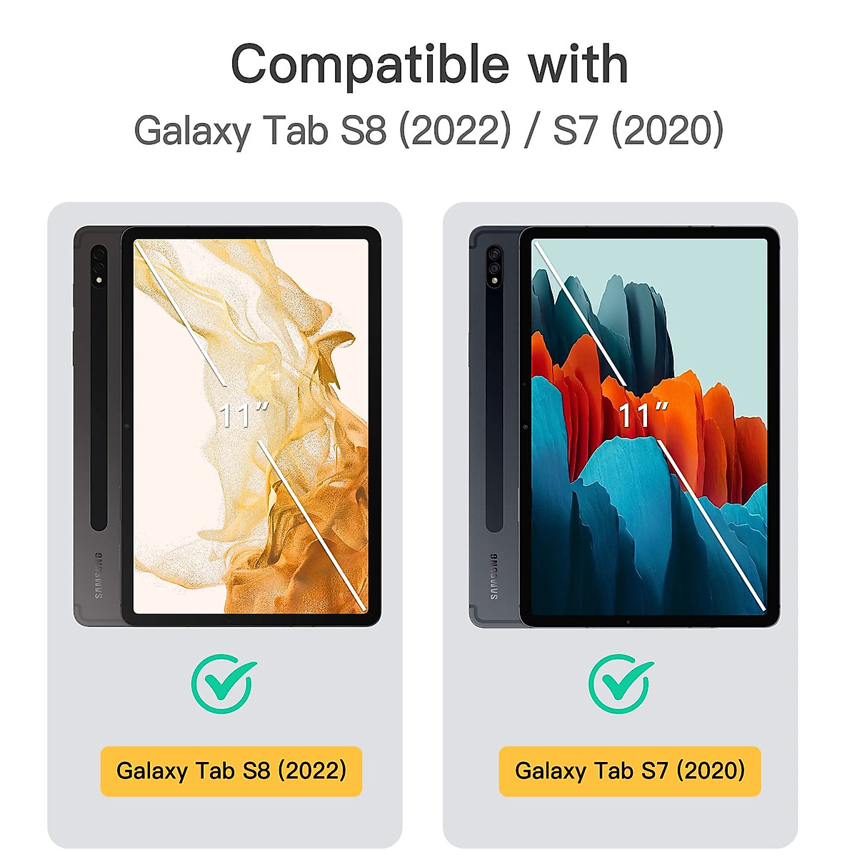 JETech Case for Samsung Galaxy Tab S8 2022/S7 2020 11-Inch with S Pen Holder, Slim Folio Stand Protective Tablet Cover, Multi-Angle Viewing (Black)