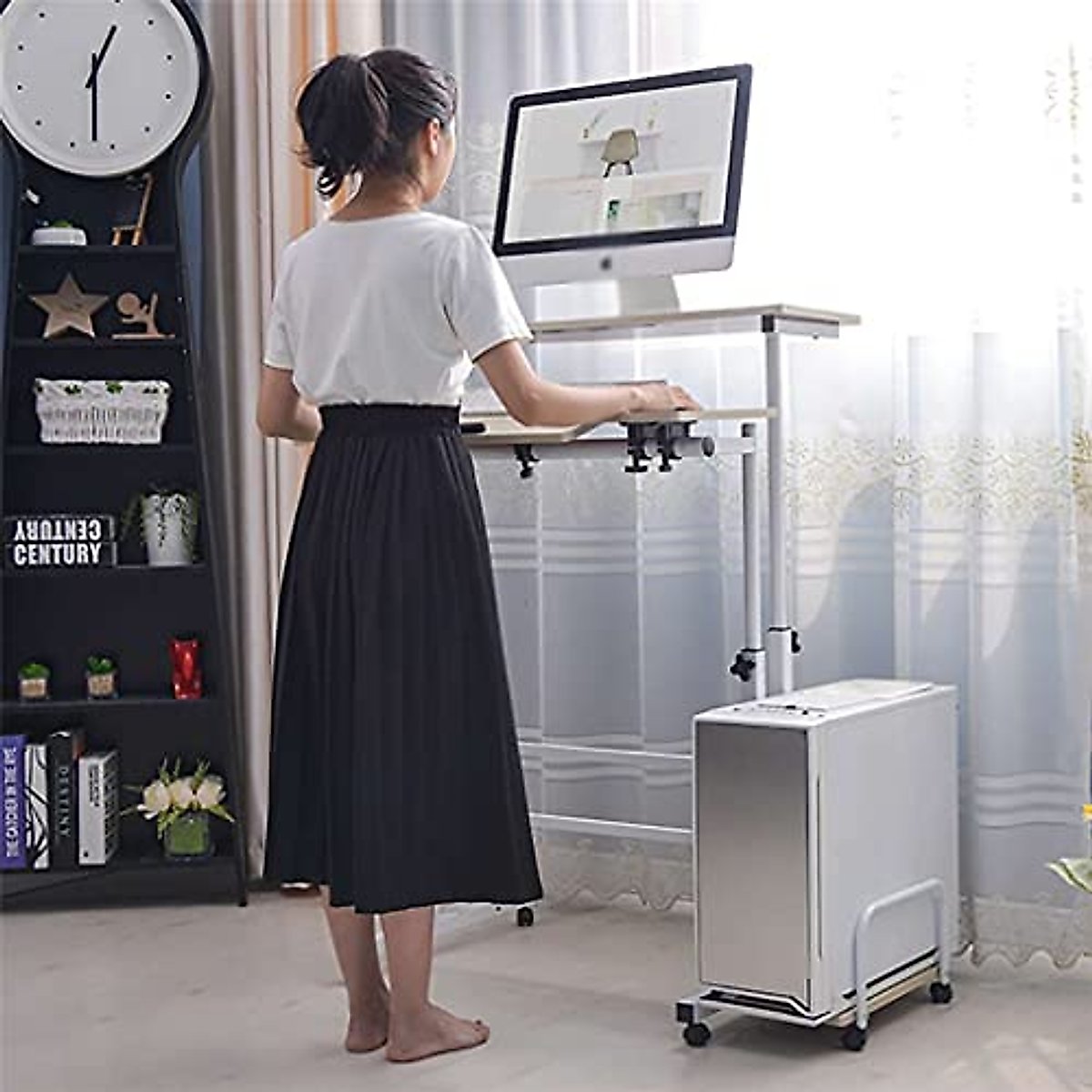 MJWDP 4 in 1 Adjustable Laptop Desk Multifunctional Computer Desk Table 2-Layer Study Desk PC Laptop Table Desk Stand with Mouse Pad (Color : E)