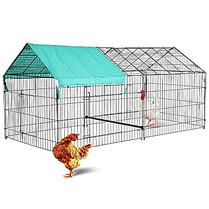 MGHH 87" x 40"Large Metal Chicken Coop Run Rabbit Enclosure Pen with Waterproof Cover Outdoor Backyard Farm Chicken Pen Cage Crate Pet Playpen Exercise Pen for Rabbit Duck Hen