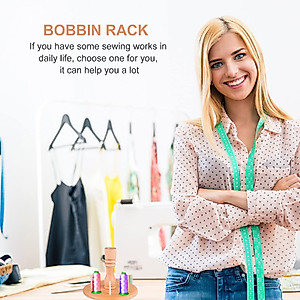 SEWACC Wooden Spool Holder Sewing and Embroidery Thread Rack and Organizer Thread Rack for Sewing Quilting Embroidery Hair- braiding 16cm