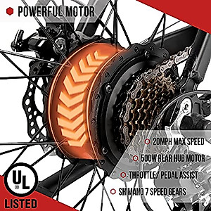 ECOTRIC 26” Fat Tire Electric Bike Powerful Adults Mountain Bicycle 500W Motor 36V/12.5AH Removable Lithium Battery Beach Snow Ebike Shock Absorption - 90% Pre Assembled