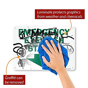 "Emergency Eyewash Station" Sign with Down Arrow by SmartSign | 10" x 14" Aluminum