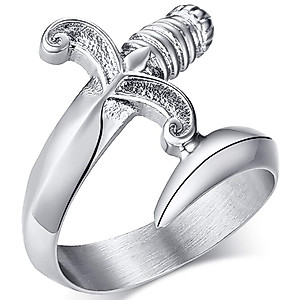 Jude Jewelers Stainless Steel Knift Dagger Style Cocktail Party Biker Ring (Silver, 10)