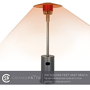 GRAND PATIO Outdoor Propane Heater with Wheels, 48,000 BTU Freestanding Mushroom 7' Powdercoated Steel LP Patio Heater with protective cover, Graphite