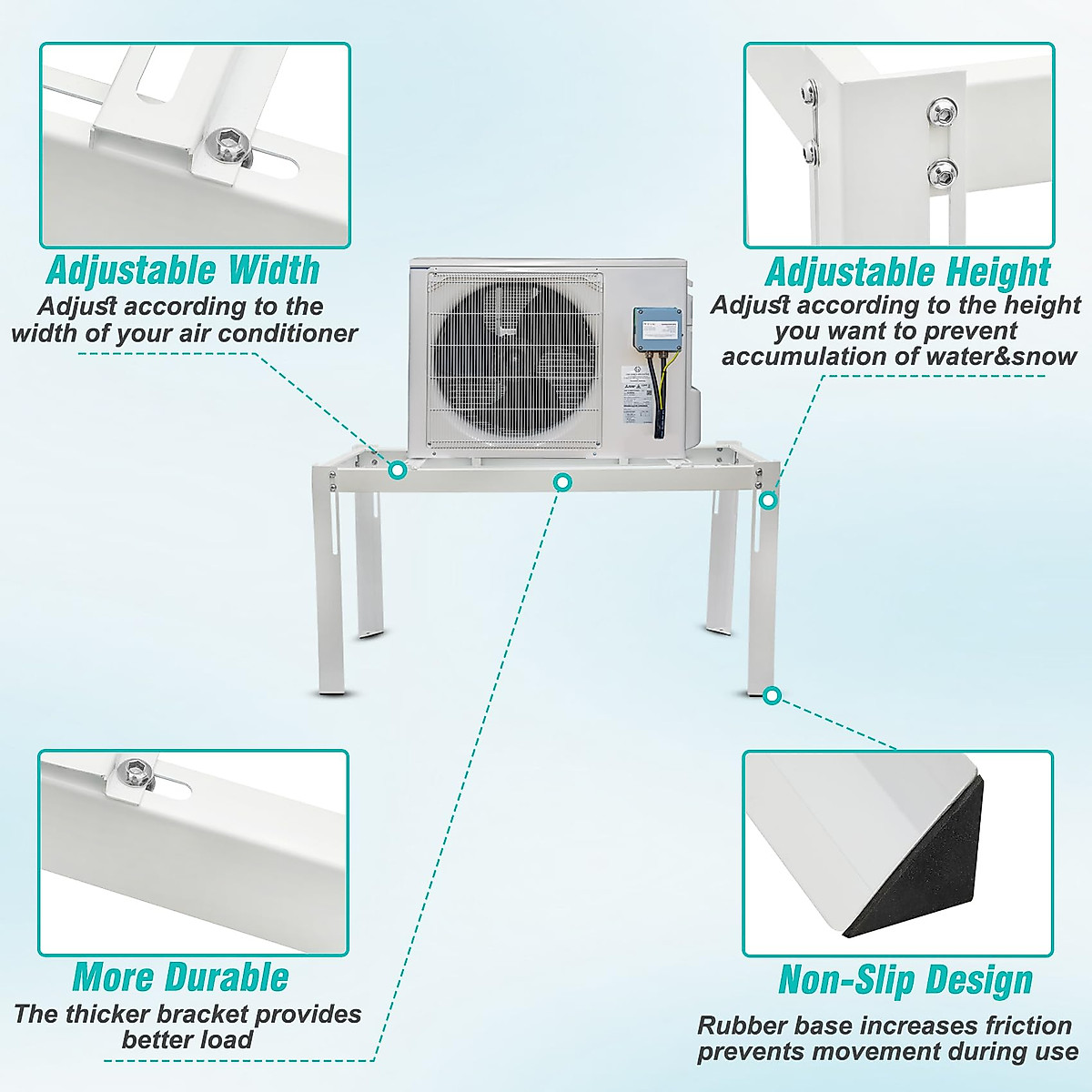 Mini Split Stand, Heavy Duty Mini Split Ground Stand For Ductless, Mini Split Condenser Stand, Mini Split Ground Mount Stand For 9,000-24,000 BTU, Support Up To 400 lbs Mini Split Mounting Stand