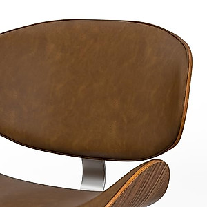 SIMPLIHOME Marana 18 Inch Wide Mid Century Modern Dining Chair in Deep Tan Vegan Faux Leather, For the Dining Room