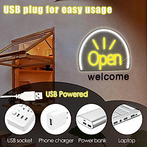 Neon Open Sign Ultra Bright USB Powered for Business, LED Open Neon Sign Dimmable for Store Restaurant Office Window Storefront Small 9.9 * 12 Inches