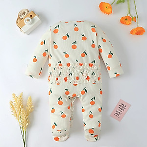 Newborn Baby Girl Clothes Outfits Infant Long Sleeve One-Piece Romper Zippers Jumsuit Footies Bodysuit(0-3 Months,Oranges)