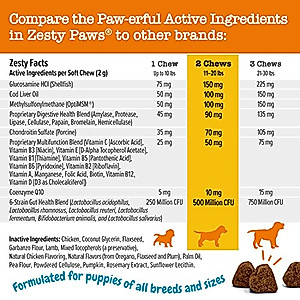 Zesty Paws Puppy 8-in-1 Multivitamin Soft Chews - Glucosamine & Chondroitin for Hip & Joint Health - Omega 3 Fish Oil for Skin - Gut, Immune, Heart, Kidney & Liver Support for Puppies - 90 Count
