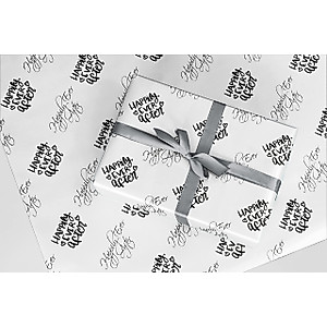 Happily Ever After Gift Wrapping Paper on White - 24"x10'