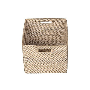 Loma Square Rattan Storage Basket with Cut-Out Handles - White-Wash - Coastal-Inspired Handwoven Rattan Basket for Home Organization & Décor