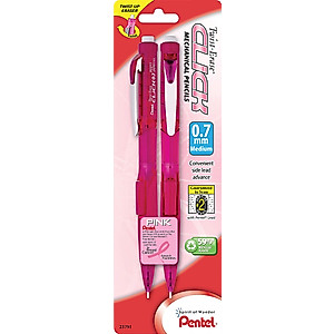Pentel PD277TBP2PBC Pink Ribbon Twist-Erase CLICK Mechanical Pencil, 0.7 mm, 2/Pack