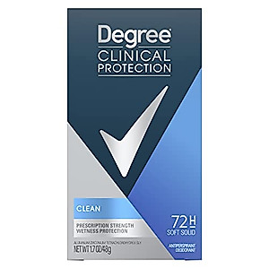 Degree Men Clinical Protection Antiperspirant Deodorant 72-Hour Sweat & Odor Protection Clean Prescription-Strength Antiperspirant For Men with MotionSense Technology 1.7 oz, Pack of 2