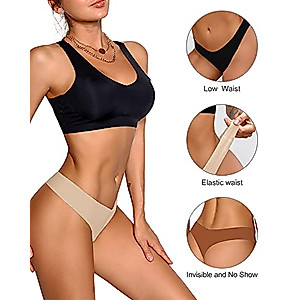 DEANGELMON Seamless Thongs for Women No Show Thong Underwear Women Comfortable Multiple Pack (7P3,M)