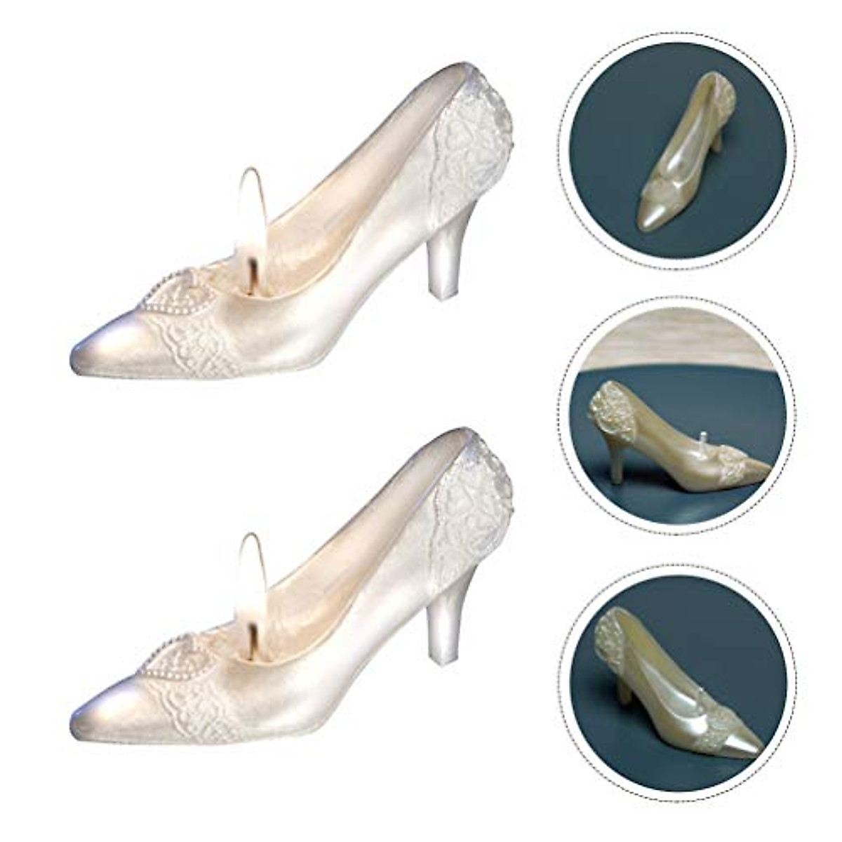 ABOOFAN Romantic Candle High Heel Shaped Candle Creative Wedding Shoes Shaped Candle Valentines Day Smokeless Candle Soy Wax Decorative Shoe for Home Decor