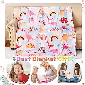 Cloele Dinosaur Blanket for Girls Pink Throw Toddler Blanket Unique Dinosaur Gifts for Kids and Teens - 50" x 60" Tie Dye Dino Flannel Blanket Soft Cozy Dinosaur Room Decor Blanket for Couch Sofa Bed
