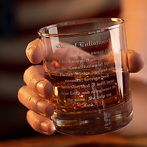 Military Oath of Enlistment Gift - Old Fashioned Whiskey Rocks Bourbon Glass - 10 oz capacity