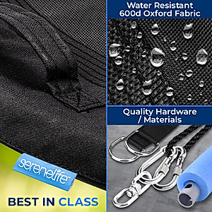 SereneLife 40" Saucer Swing - Outdoor Swing Set with Universal Hanging Kit, Swinging Seat Spinner with Pillow & Carry Bag, Weatherproof, Water-Resistant, Supports Up to 700 lbs, Black