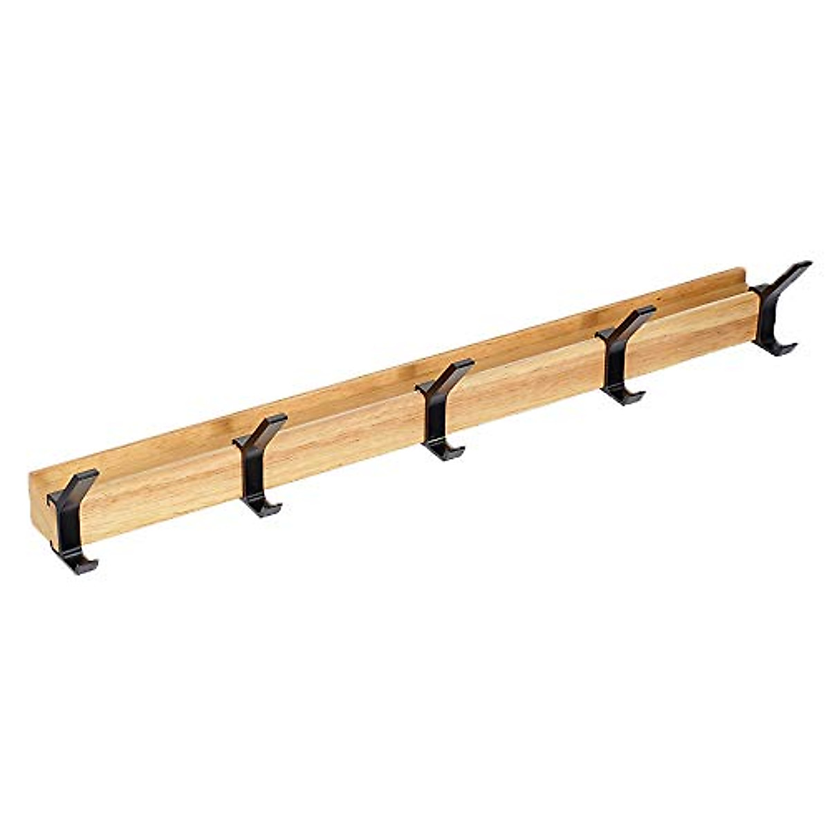 KooNiosio Coat Hook Rack Wall Mounted Coat Rack-5 Double Hook,Aluminum,Metal Coat Hook Rail for Coat Hat Towel Robes, Wooden Coat Hooks (Black)