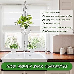 Disco Ball Planter for Indoor Outdoor | Self Watering Hanging Flower Pot | 6'' Unique Boho Vase Home Office Balcony Patio Tabletop Room | Small Mirror Plant Holder | Retro Groovy Little Wall Hanger