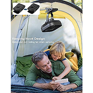 SLENPET 18000mAh Rechargeable Portable Clip on Fan with Body Sensor, Last 44 hrs, 4 Speeds, Battery Operated Desk Fan with Light, 8 inch Personal Fan for Outdoor Golf Cart Stroller Camping