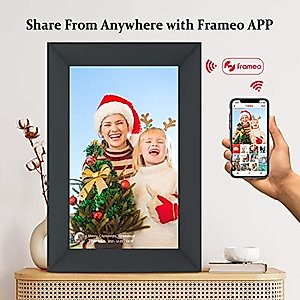 AEEZO 10.1 Inch WiFi Digital Picture Frame, IPS Touch Screen Smart Cloud Photo Frame with 16GB Storage, Easy Setup to Share Photos or Videos via Frameo APP, Auto-Rotate, Wall Mountable (Black)