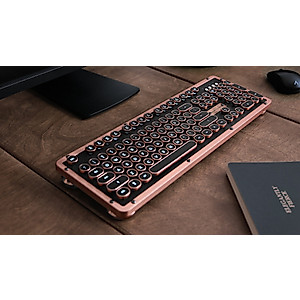 Azio Retro Classic Bluetooth 5.0 (Artisan) - Wireless/USB Wired Vintage Backlit Leather Mechanical Keyboard for PC/Mac (MK-RETRO-L-03B-US)