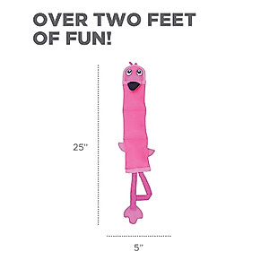Outward Hound Fire Biterz Flamingo Plush Firehose Material Interactive Dog Toy, Large