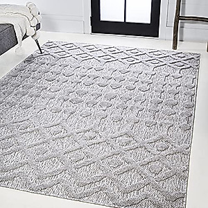 JONATHAN Y IBZ103C-3 Peralta Moroccan Diamond Indoor Outdoor Area-Rug Bohemian Geometric Easy-Cleaning Bedroom Kitchen Backyard Patio Porch Non Shedding, 3 X 5, Light Gray