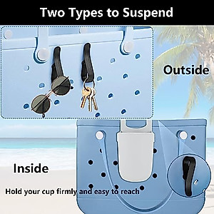 4PCS Hook Accessories for Bogg Bags Cup Holder Connector Key Holder Insert Hook for Bogg Bag-Secure and Organize Your Items in Your Beach Tote Bag-Black