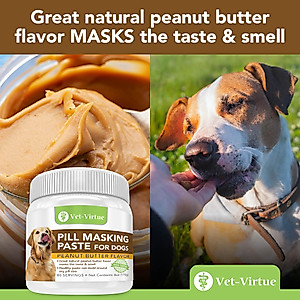 VET-VIRTUE Pill Masking Paste for Dogs, Peanut Butter Flavor - Perfect Pet Medicine Treats to Hide Pills, Medication & Capsules, with Natural Ingredients & Packed with Flavor Dogs Love