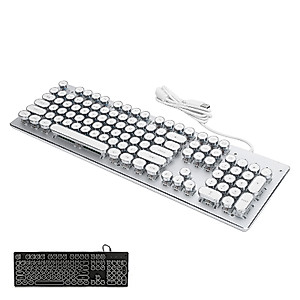 Computer Gaming Keyboard Retro Wired Gaming Mechanical Keyboard Key Portable Keyboard Click with 104 Keys Mixed Light Ergonomic Design Gaming Keyboard(White)