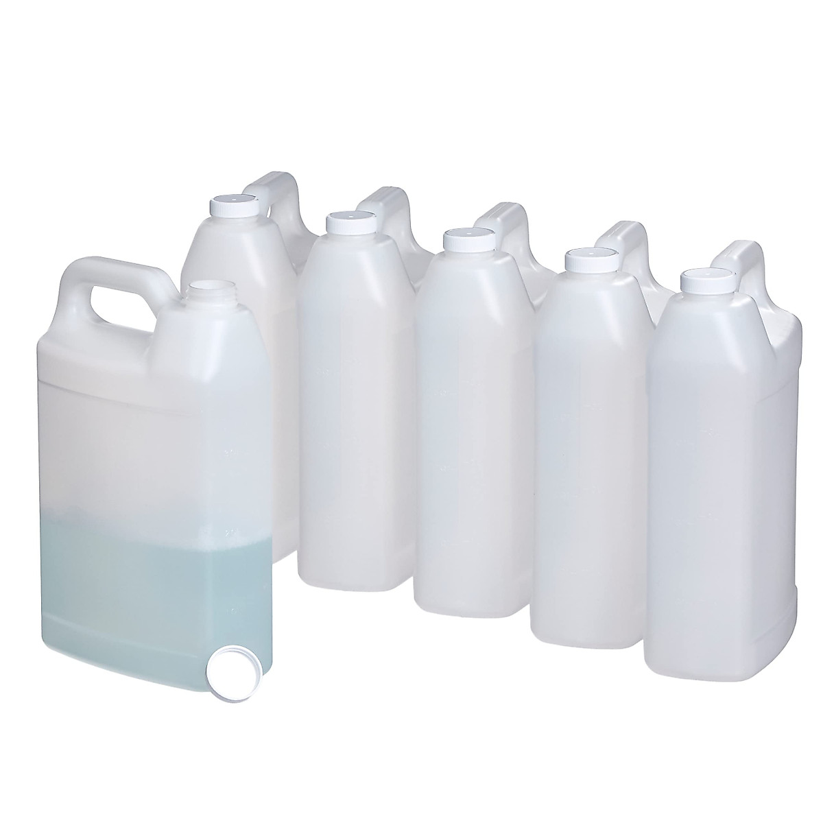 Hudson Exchange 1 Gallon F-Style Plastic Jug with Cap, HDPE, Natural, 6 Pack