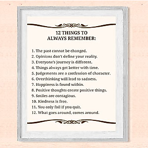 "12 Things To Always Remember"- Inspirational Wall Art- 8 x 10" Print Wall Decor-Ready to Frame. Modern Typographic Print for Home-Office-School Decor. Great Positive Thinking Reminders!