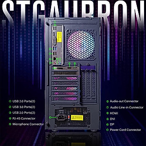 STGAubron Gaming Desktop PC,Intel Core i7 3.4G up to 3.9G,GeForce RTX 2060 Super 8G GDDR6,32G,1TB SSD,WiFi,BT 5.0,RGB Keybaord,RGB Mouse Pad,RGB BT Sound Bar,RGB Bluetooth Headset Mic,W10H64