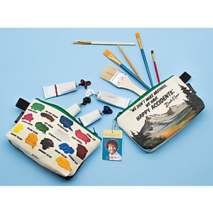 Bob Ross Bag - 9" Canvas Zipper Pouch for Pencils, Tools, Cosmetics, Toiletries and More