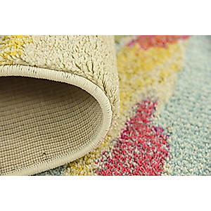 Unique Loom Estrella Collection Light Colors, Abstract, Modern, Vibrant Area Rug, 3 ft 3 in x 5 ft 3 in, Pink/Ivory