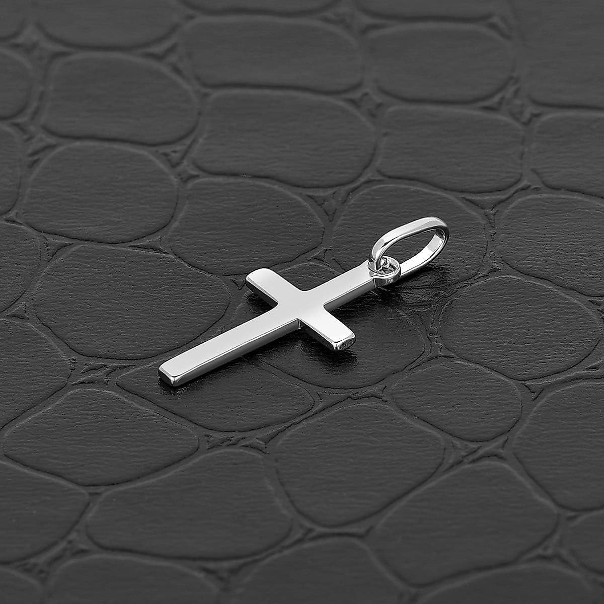 Mystigrey Men and Women Cross Pendant in 18K Gold Plated and in .925 Sterling Silver Plated Rhodium Small .8 inch x .4 inch, Large 1.1 inch x.6 inch, X Large 2 x 1.2 Inch (Silver Large FBA)