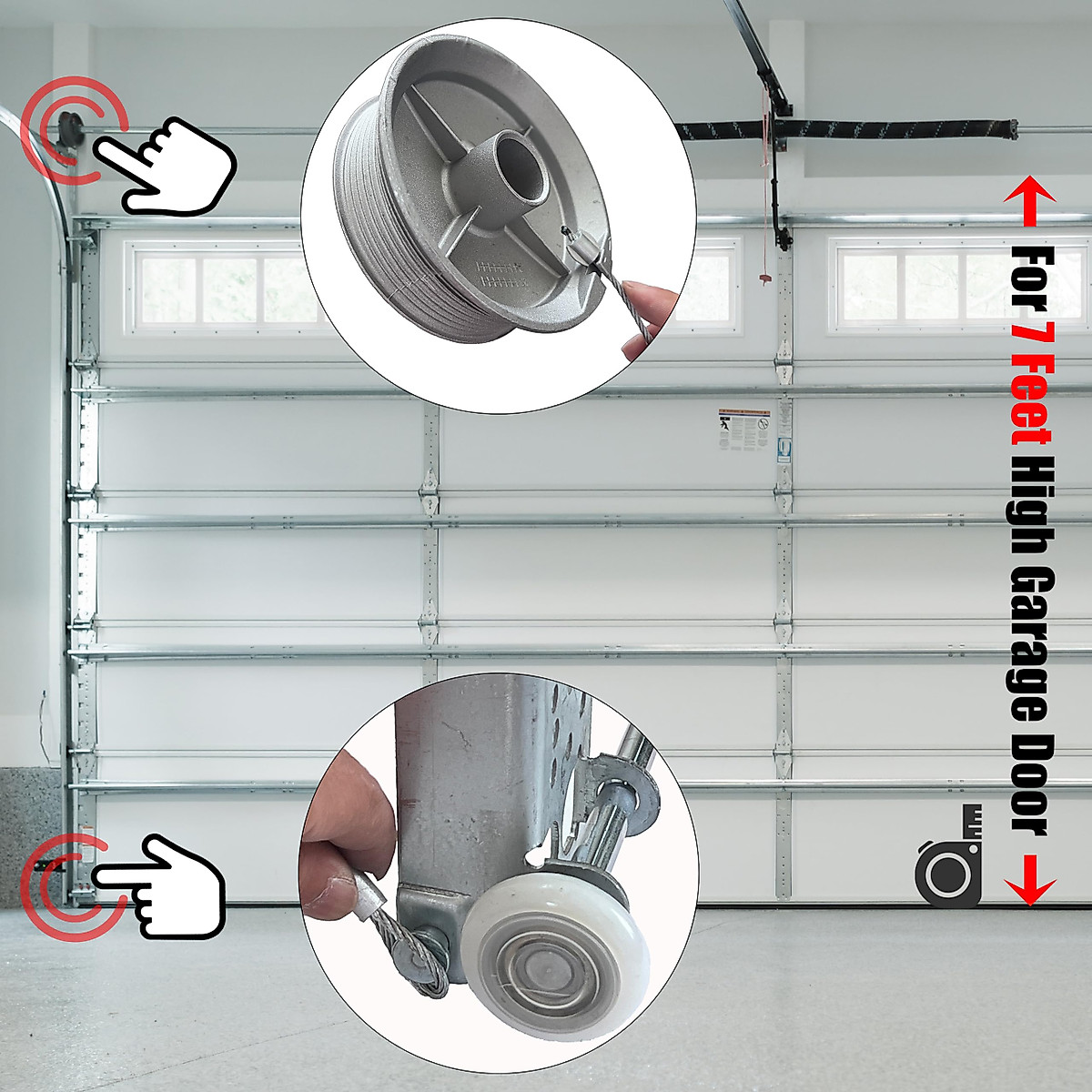 Blesseras 2-Pack Garage Door Winding Bars & 2-Pack 8.5' Cable for 7 Feet Garage Door