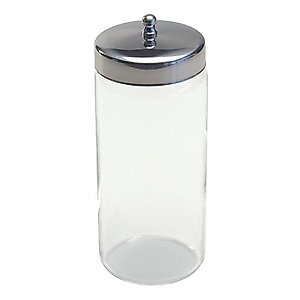 Applicator Jar, Glass w/ Stainless Steel Cover, 6.75"H x 3"D