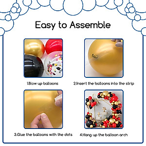 COKAOBE Red Black and Gold Balloons Garland Kit, 124pcs Red Black Metallic Gold Confetti Balloon Arch Kit for Wedding, Birthday Graduation Baby Shower Celebrations Anniversary Party Decorations