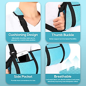 Haosie Arm Sling for Kid, Arm Support Sling Medical Child Arm Sling with Waist Strap, Padded Children Arm Support Sling Shoulder Immobilizer for Broken Elbow, Left or Right Arm