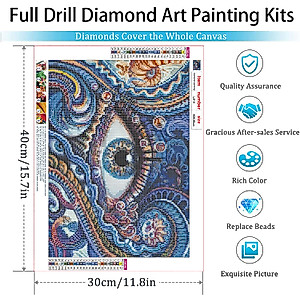 GemZono Mandala diamond painting Diamond Painting Kits for Adults Beginners 5D Paint with Mandala Eye Diamond Full Drill for Parents for Home Wall Decor(12x16inch/30×40cm)