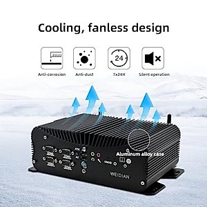 Industrial PC, Fanless Computer, 10th Gen Core i7-10510U, 32GB DDR4 RAM 512GB SSD, Industrial Mini PC HDMI+VGA Dual Display, 2Gigabit RJ45 Lan, 4USB3.0, 2RS232 Com, 4RS485 Com, Dual Band WiFi, BT