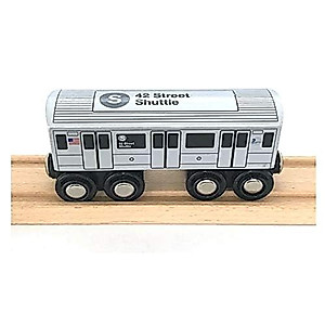 MUNI PALS Munipals New York City Subway Wooden Railway (A Division/IRT) S Train/42 St Shuttle–Child Safe and Tested Wood Toy Train